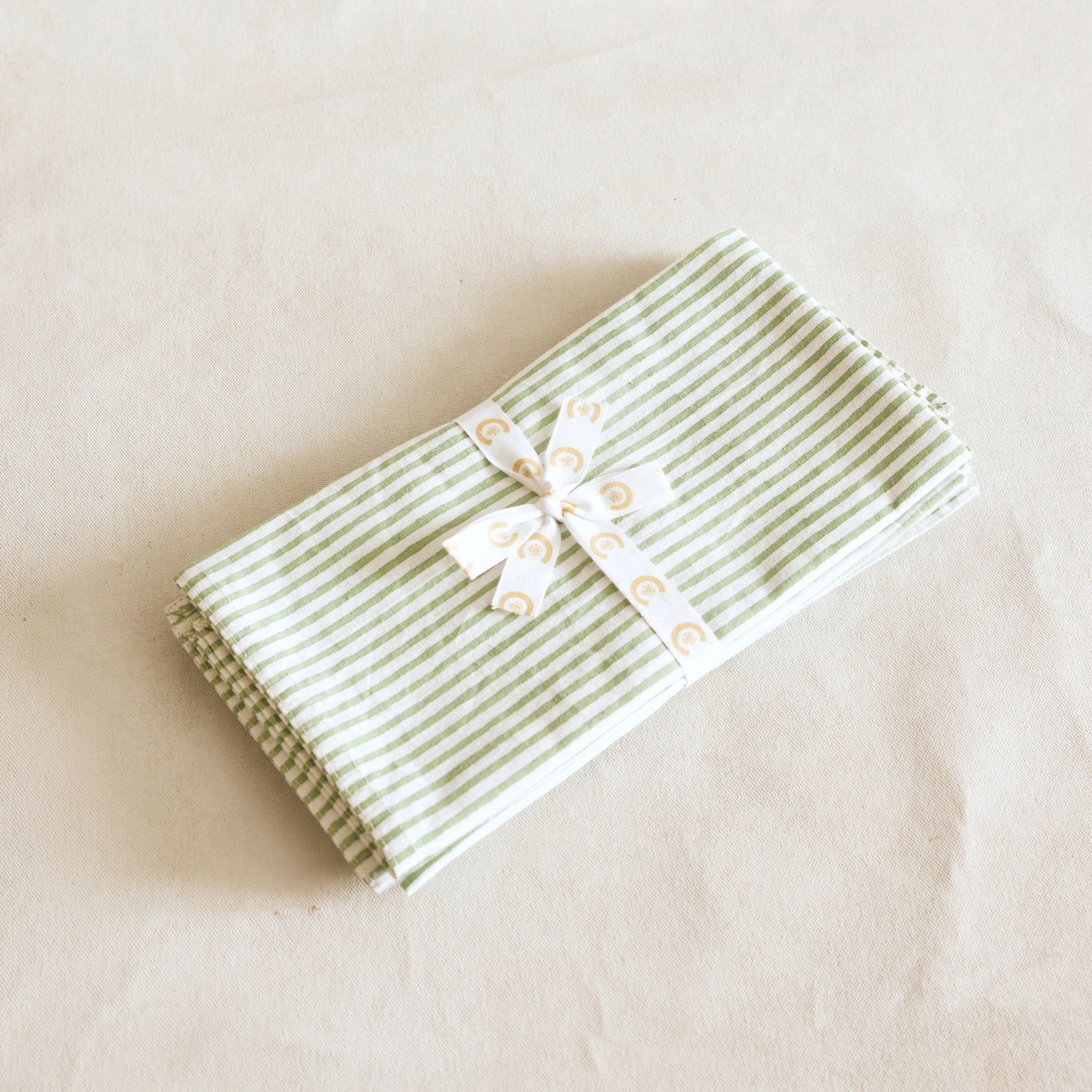 Cotton Napkins - Summer Green Stripe