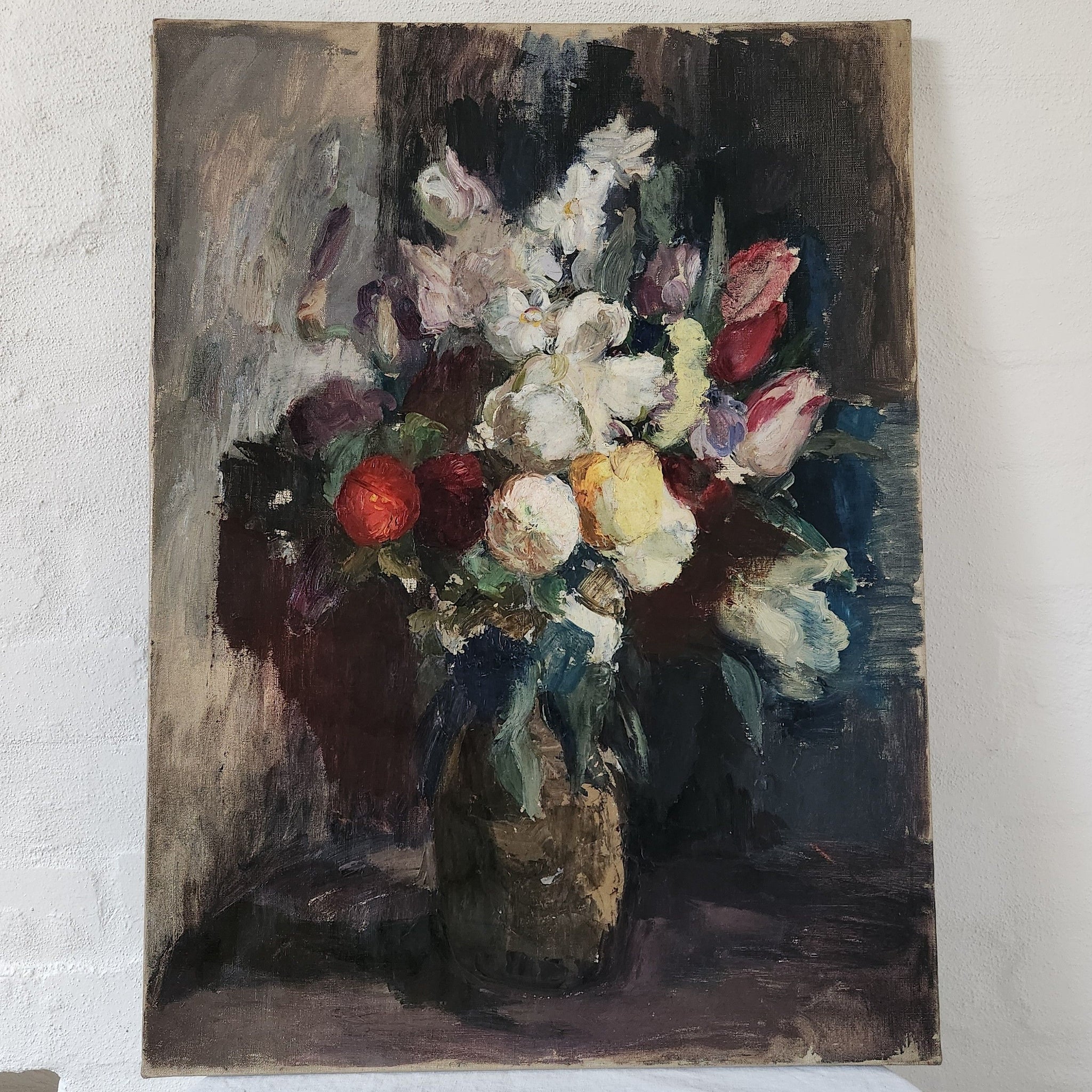 Madeleine Vaury 1930’s Original Oil Painting - Vase of Flowers